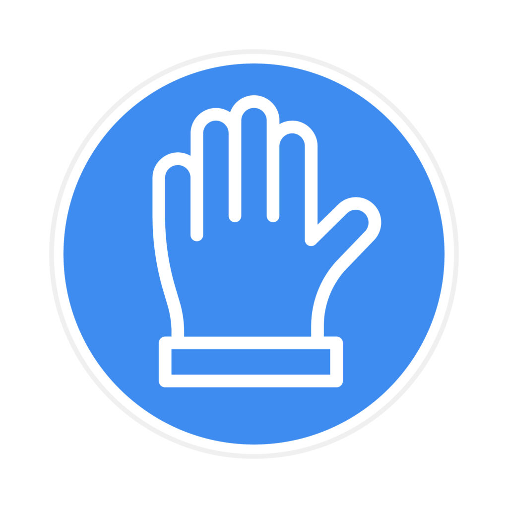 Piktogram ręki na znakach bezpieczeństwa